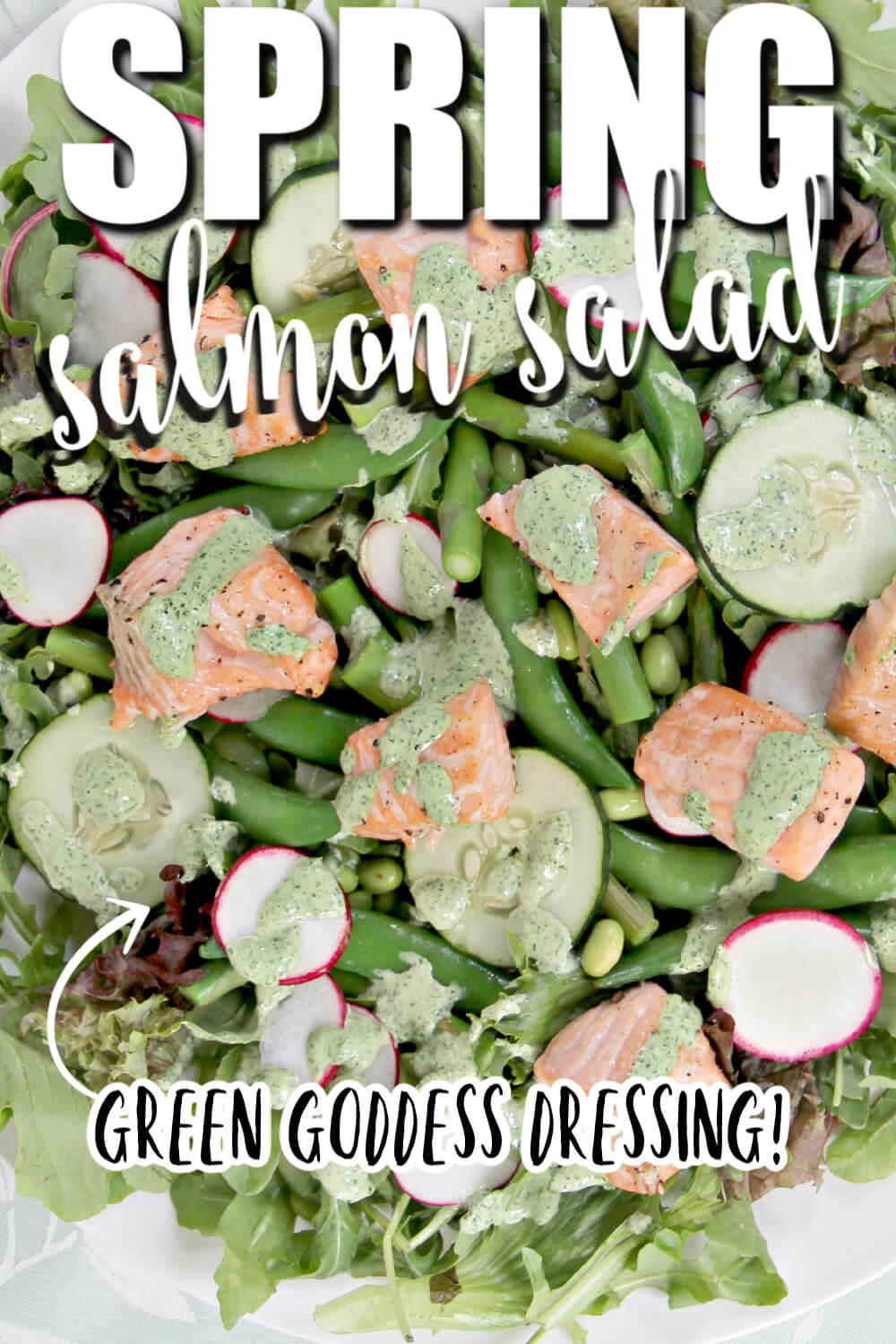 Spring Salad with Roasted Salmon and Spring Vegetables